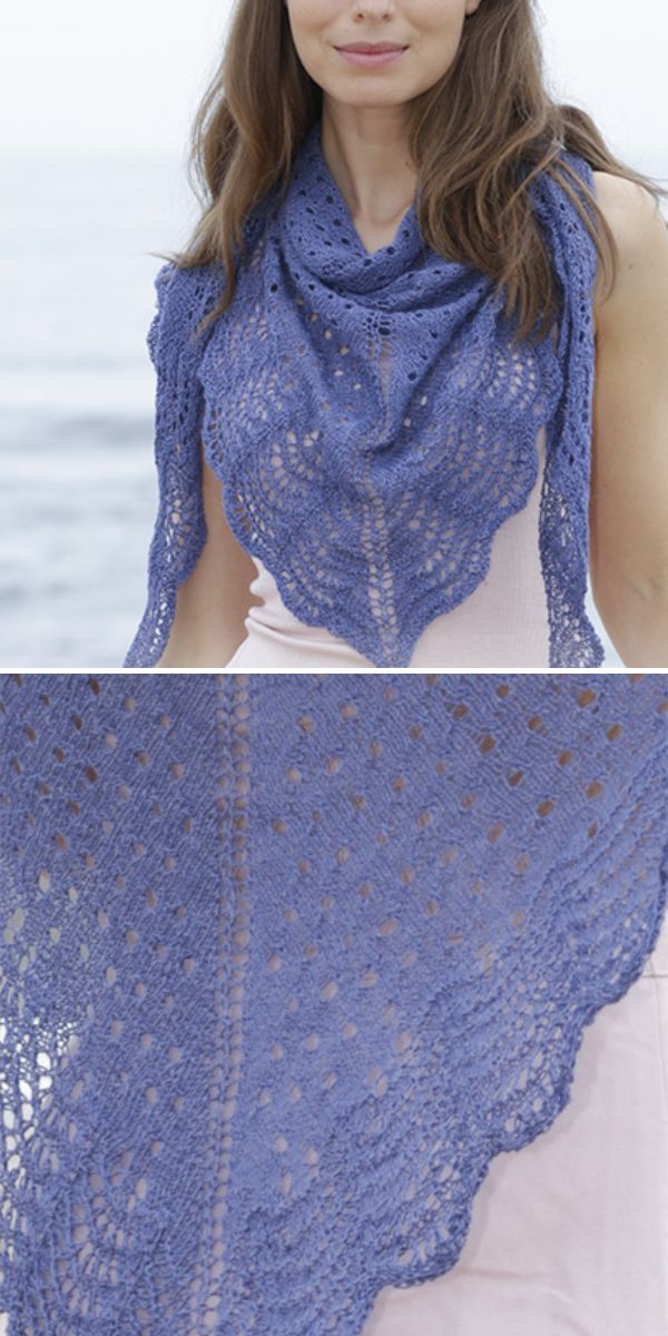 Dreamy Blue Wavy Shawls Free Knitting Patterns